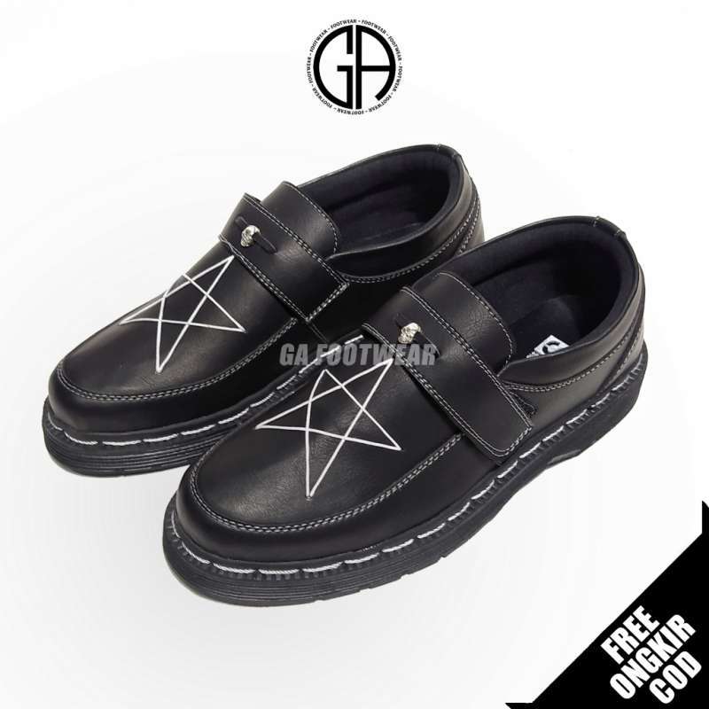 Promo Star - Sepatu Penny Loafers Docmart Bintang Skul Tengkorak Hitam ...