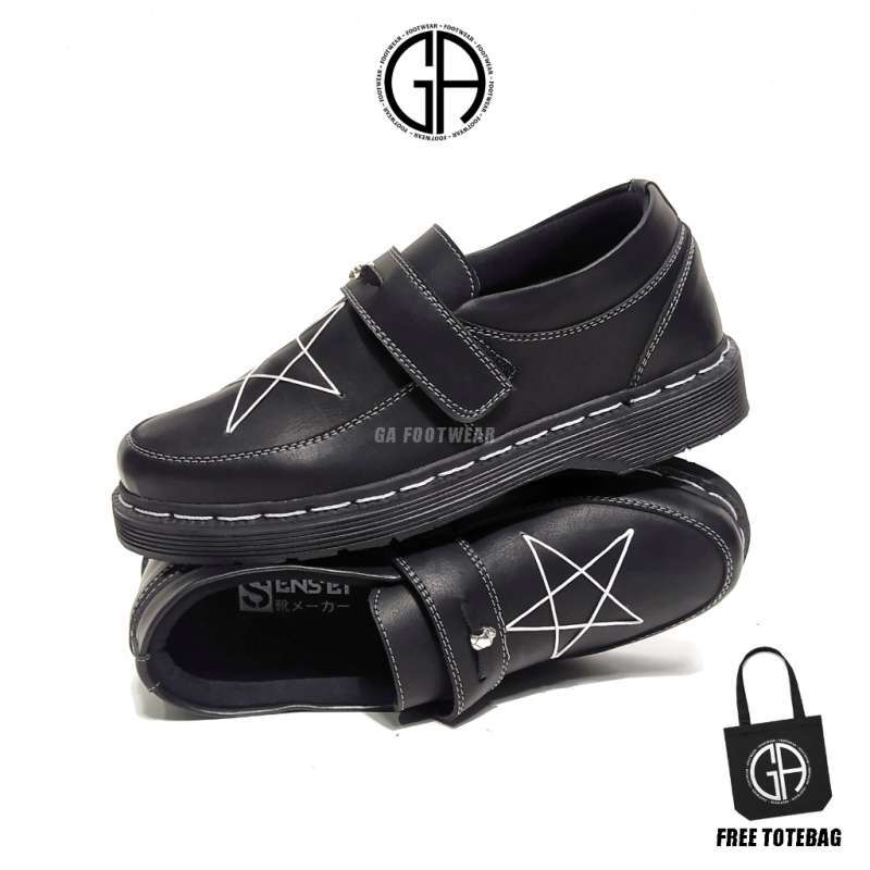Promo Star - Sepatu Penny Loafers Docmart Bintang Skul Tengkorak Hitam ...