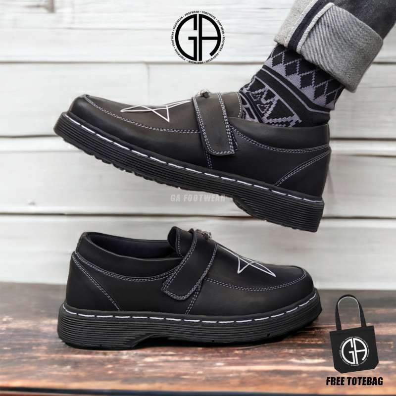 Promo Star - Sepatu Penny Loafers Docmart Bintang Skul Tengkorak Hitam ...