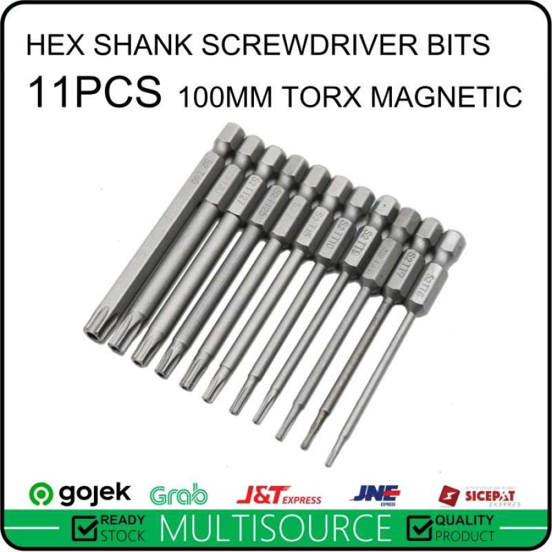 Promo 11pcs Mata Obeng Bintang Set 100mm | Magnetic Torx Screwdriver ...