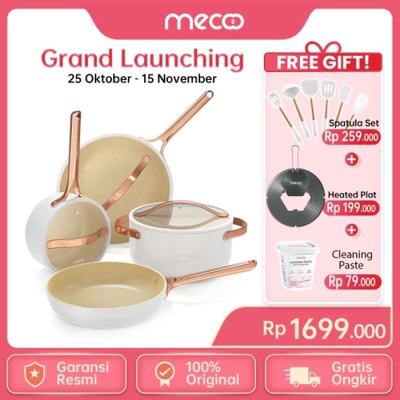 Promo Mecoo Most Aesthetic Premium Non-stick Cookware 7 Pcs Diskon 23% ...