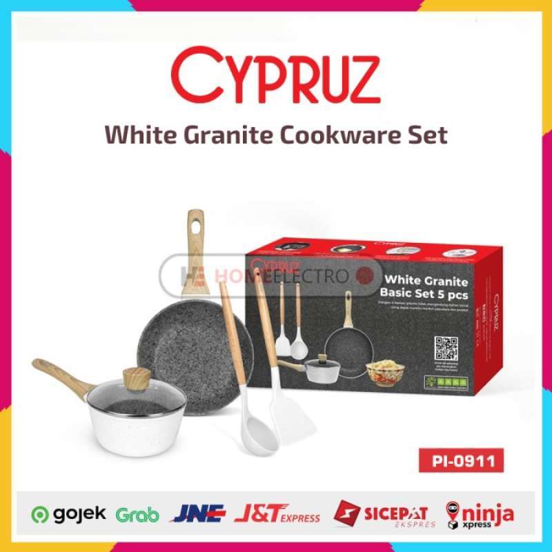 Promo Cypruz Pi-0911 Paket Granite Cookware / Basic Set White Granite ...