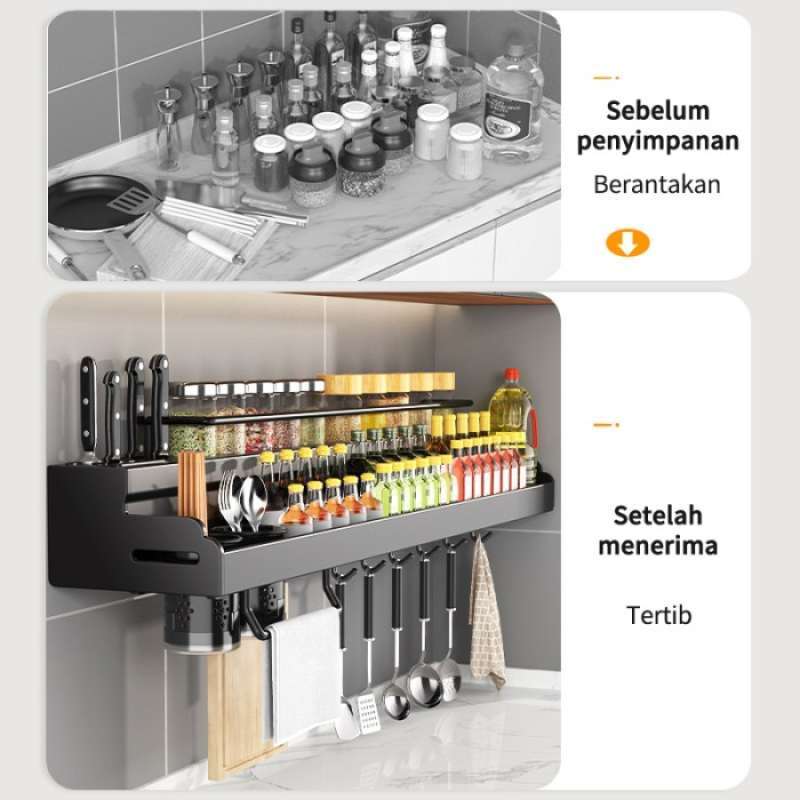 Jual Rak Bumbu Dapur Dinding Kitchen Rack Tempat Pisau Rak Gantung ...