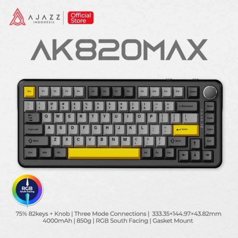 Promo Ajazz Ak820 Max 75% Mechanical Keyboard 3-mode Rgb With 0.85 Tft Color Screen And Volume ...