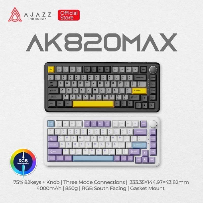 Promo Ajazz Ak820 Max 75% Mechanical Keyboard 3-mode Rgb With 0.85 Tft Color Screen And Volume ...