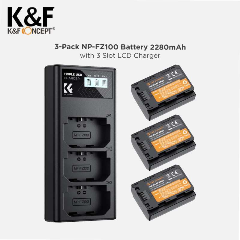 Jual K&f Concept Battery Sony Np-fz100 3-pack With 3-slot Charger Di ...
