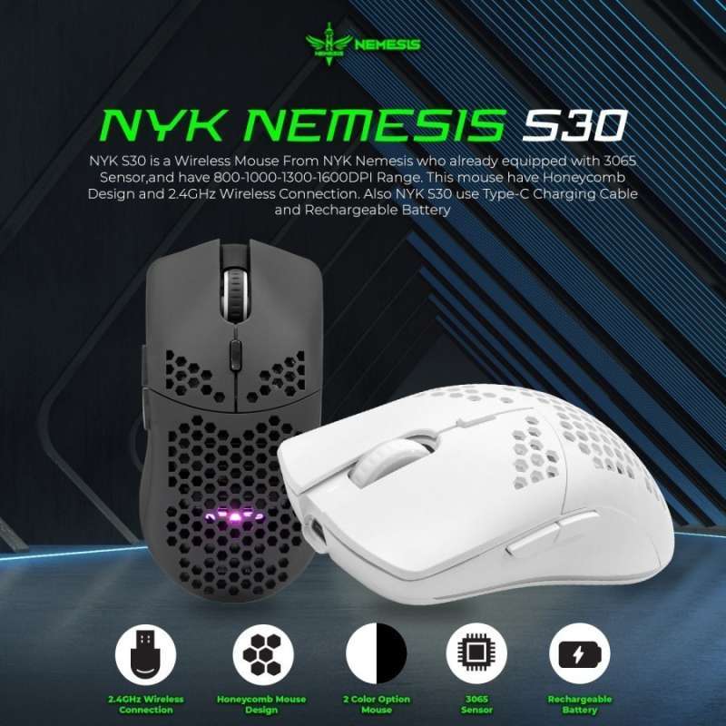 Jual Nyk S30 Mouse Wireless 2.4ghz Gaming Honeycomb Design Rechargeable ...