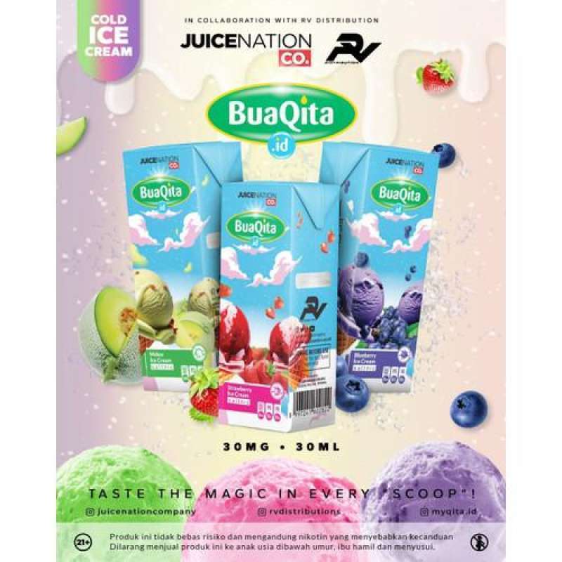 Jual Buaqita Ice Cream Melon Blueberry Strawberry Salt 30mg 30ml By ...