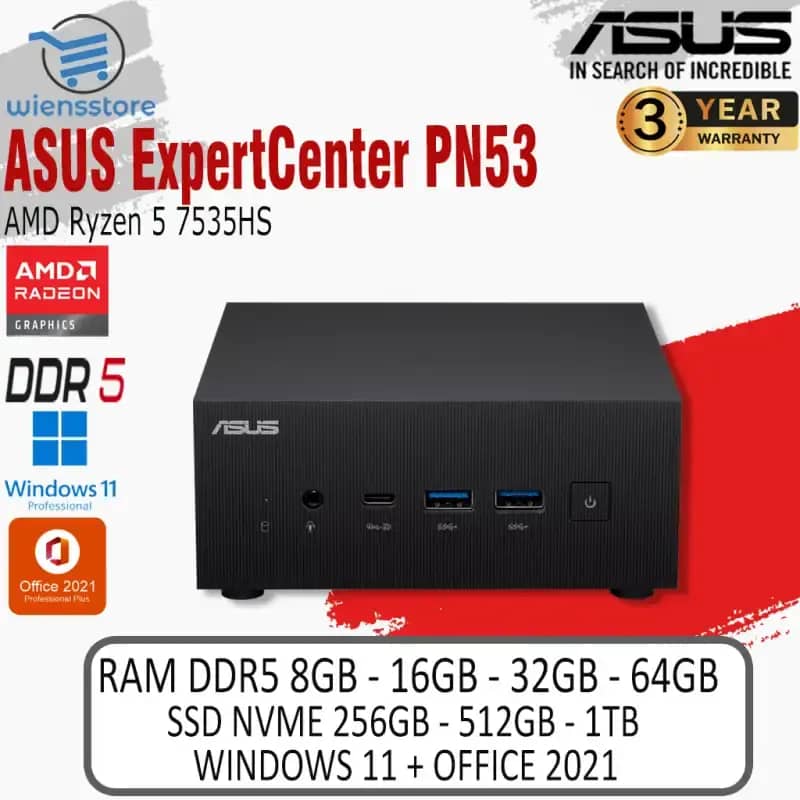 Promo Mini Pc Asus Expertcenter Pn53 Amd Ryzen 5 7535hs Fullset RAM ...