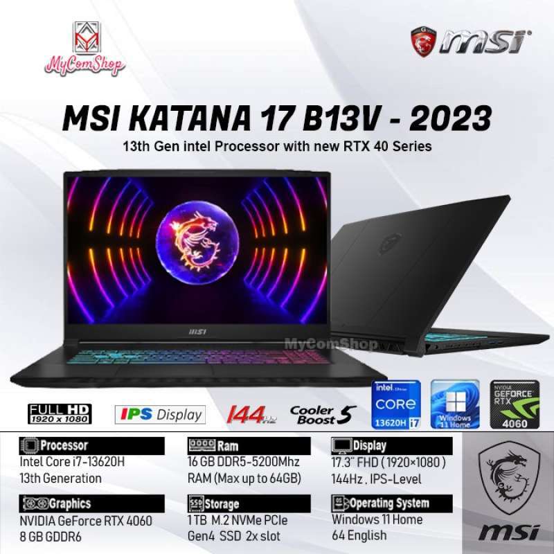 Jual Msi Katana 17 B13v I7-13620h 16gb Ram 1tb Ssd Rtx 4060 8gb 17 Fhd Di Seller Mycomshop ...