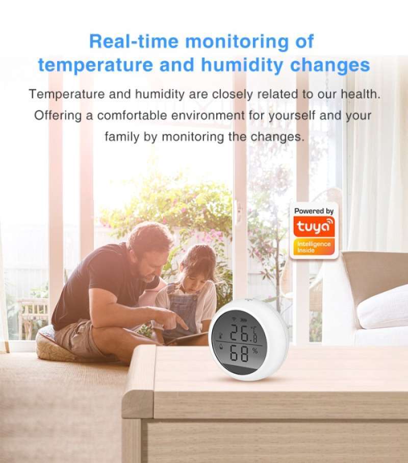 Promo Tuya Rechargeable Smart Temperature Humidity Sensor Suhu Lembap ...