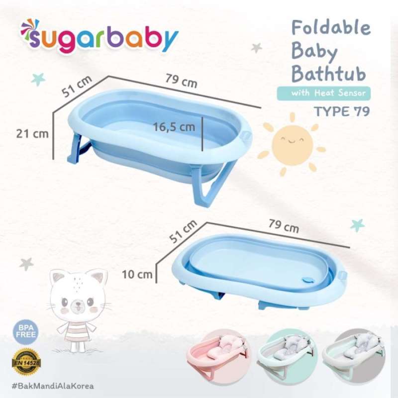 Promo Sugar Baby Foldable Baby Bathtub With Heat Sensor F79 / Bak Mandi ...