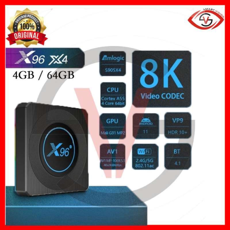 Promo Tjbox Android Tv Box X96 X4 Amlogic S905X4 4Gb/64Gb Android 11 8K Usb3 - +MX3Pro Diskon 7% ...
