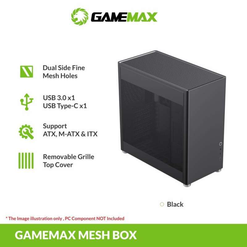 Jual PC Case Gaming Gamemax Mesh Box Pro Black ATX - Casing Komputer ...