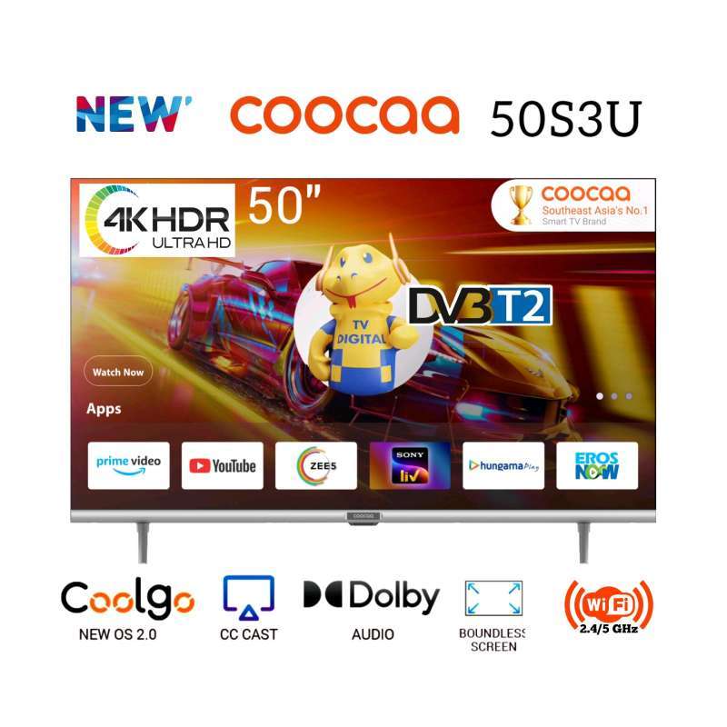 Jual Coocaa 50 Inch Smart Tv 4k Uhd Hdr Dvb-t2 Wifi Netflix (50s3u) Di ...