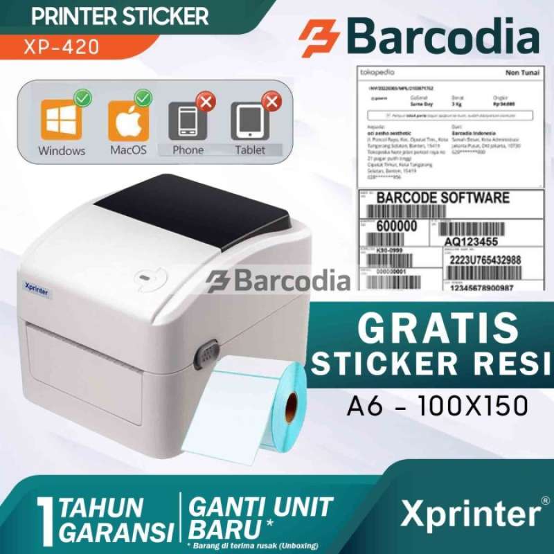 Promo Bundling Printer Barcode Label Xprinter 420B + Kertas Sticker A6 ...