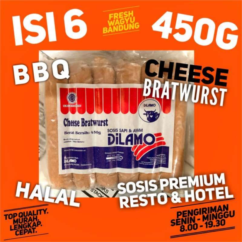 Jual DILAMO BEEF BRATWURST CHEESE SOSIS SAPI KEJU HALAL PREMIUM 450g di ...