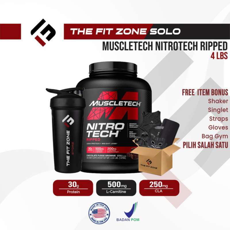 Jual Muscletech Nitrotech Ripped 4 Lbs Nitro Tech Ripped Whey+Fat Loss ...