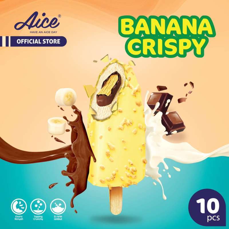Promo Aice Ice Cream Banana Crispy 10pcs Es Krim Rasa Pisang Diskon 28% ...