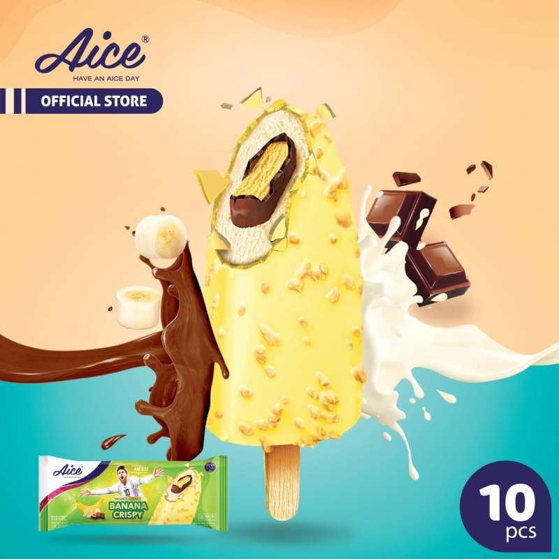 Promo Aice Ice Cream Banana Crispy 10pcs Es Krim Rasa Pisang Diskon 28% ...