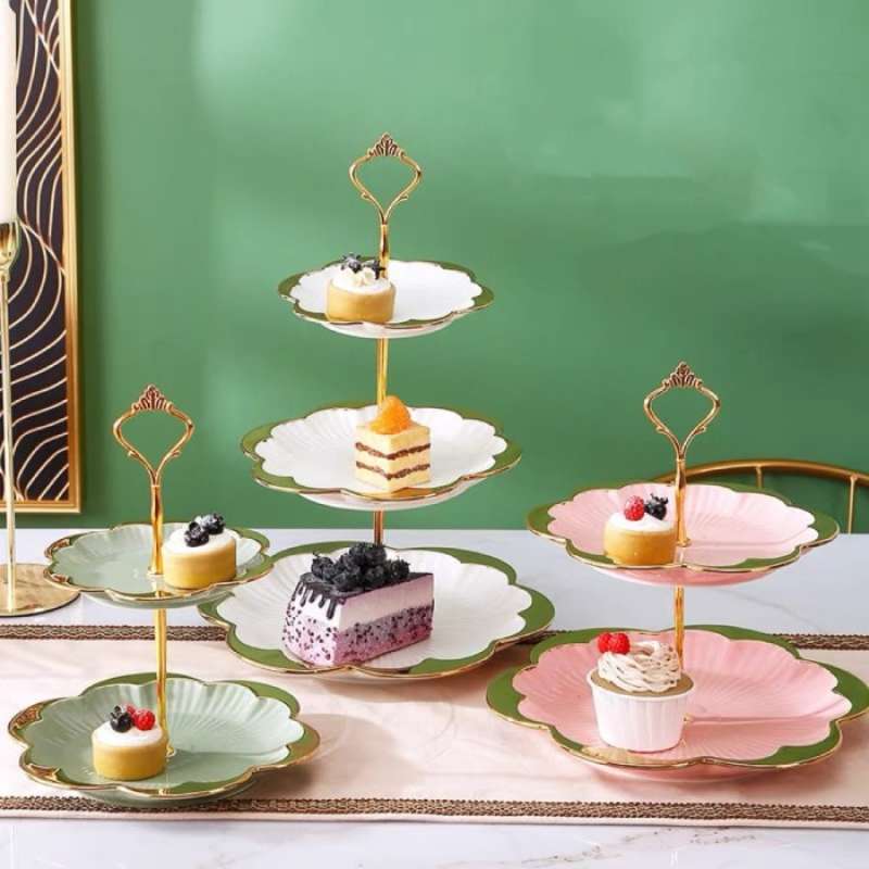 Promo Premium Gold Cake Tier / Fruit Tray Tier Marble / Tempat Kue 3 ...