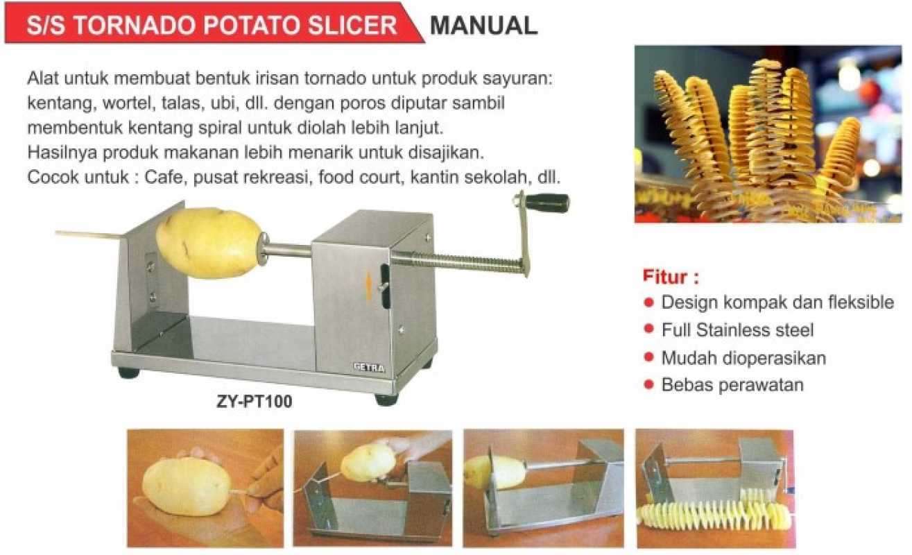 Promo Getra Zy-pt100 S/s Tornado Potato Slicer Manual/mesin Pengiris ...