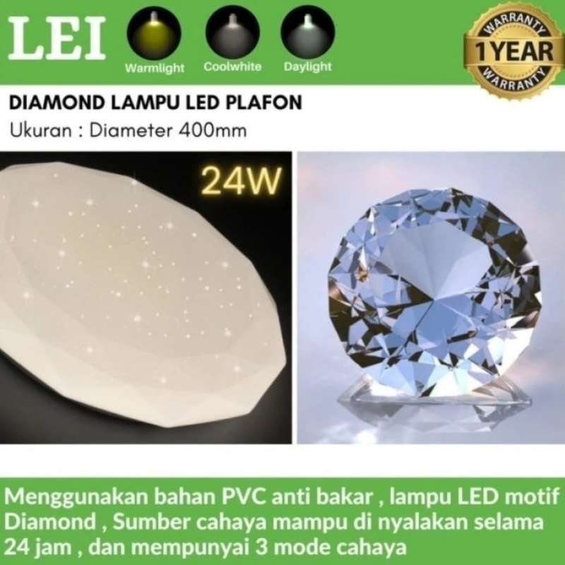 Promo KAP BARET LED DIAMOND LAMPU PLAFON CEILING 3 CAHAYA ...