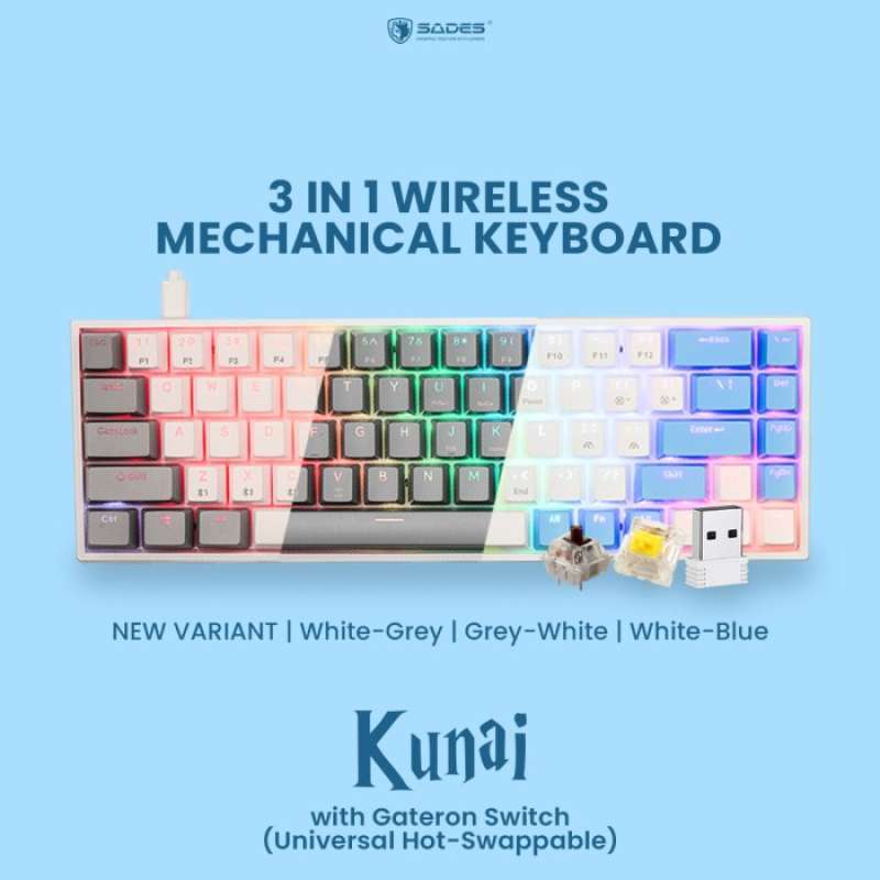 Promo Sades Kunai 3 in 1 Connection Mechanical Gaming Keyboard Diskon 9 ...
