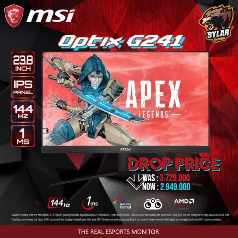 Promo Msi Optix G241 144hz 24inch With Ips Panel Diskon 23% Di Seller ...