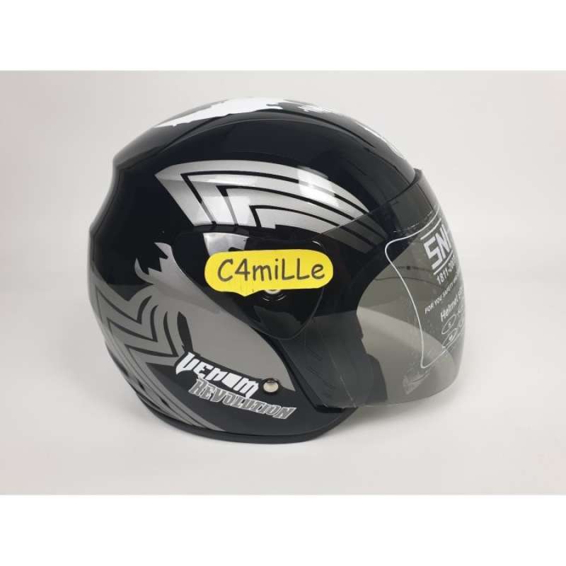 Promo Helm Evolution Venom Black Gloss Half Face Model Gm Evo Diskon 28 ...