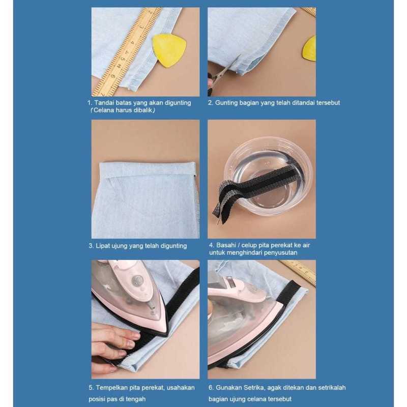 Jual Lem Jeans 1m Pemendek Celana Jeans Tanpa Jahit Ukuran 100cm Self Adhesive Perekat Celana ...