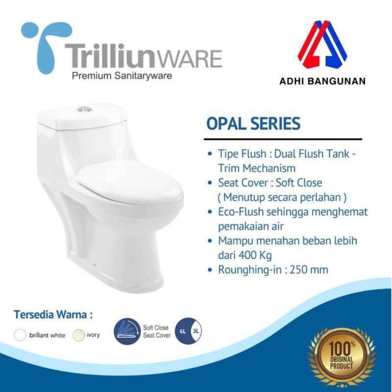 Jual Closet Duduk Kloset Duduk Soft Closing Monoblok Trilliun Ware - Opal Di Seller Adhi ...
