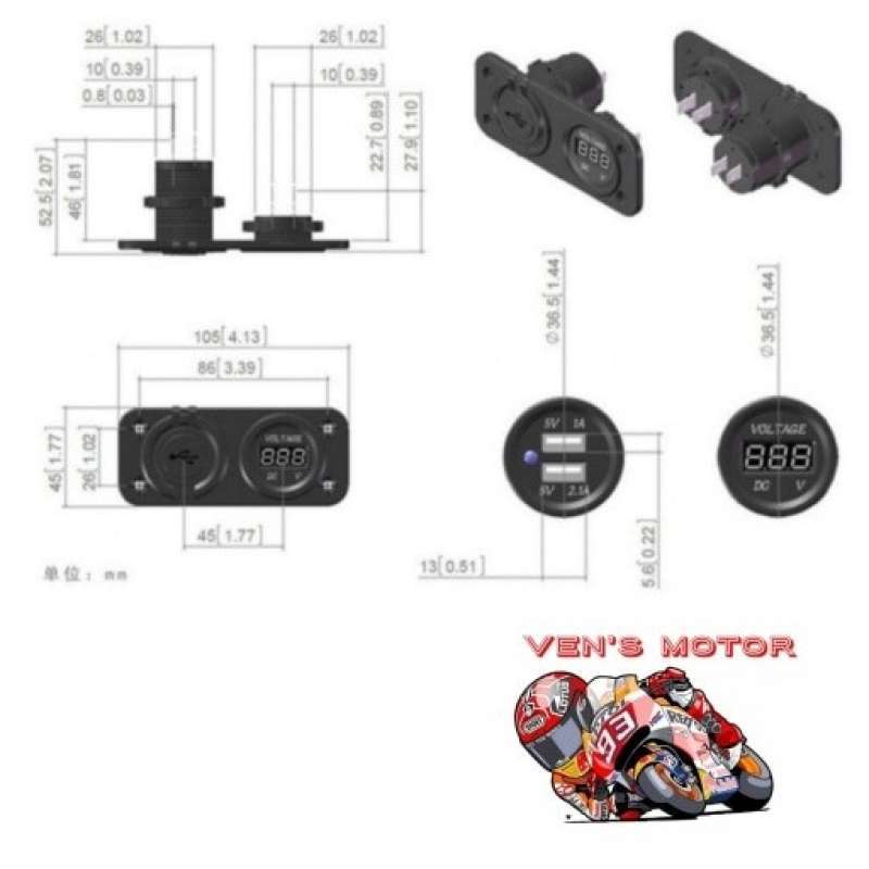Promo Charger Motor Nmax Dual Usb Port Dengan Volmeter Waterproof ...