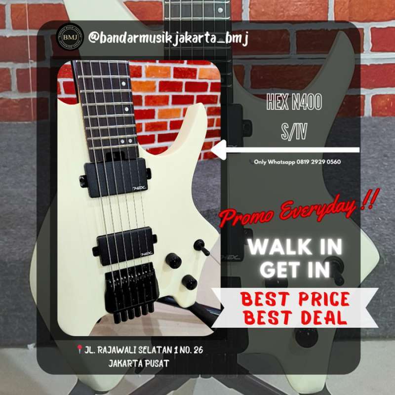 Jual Hex N400 Guitar Electric Headless Model White , Bmj Di Seller ...