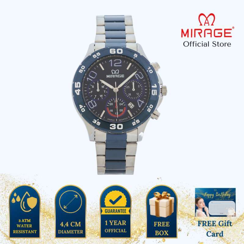 Promo Mirage Jam Tangan Pria Analog 8810 M Silver Lis Navy Original ...