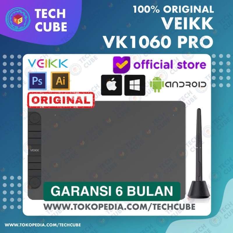 Jual Veikk Vk1060 Pro Digital Graphic Drawing Pen Tablet Osu Al A30 A50 ...