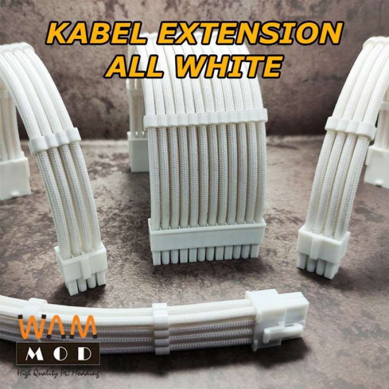 Jual Kabel Extension Pc Modding All White - Warna Putih 24p 8p 6p 4p - 8p Vga 30cm Di Seller ...
