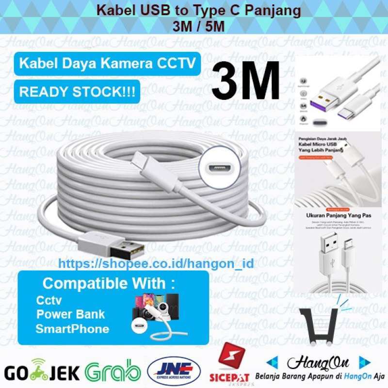 Jual Kabel Data Type C Panjang 3m/5m Pengisian Daya Cctv - 8 Di Seller ...