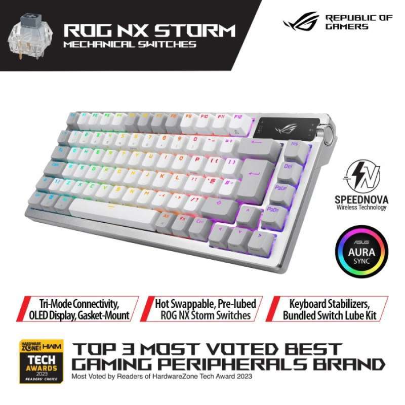 Jual Asus Rog Azoth 75 Moonlight White Wireless Diy Custom Gaming ...