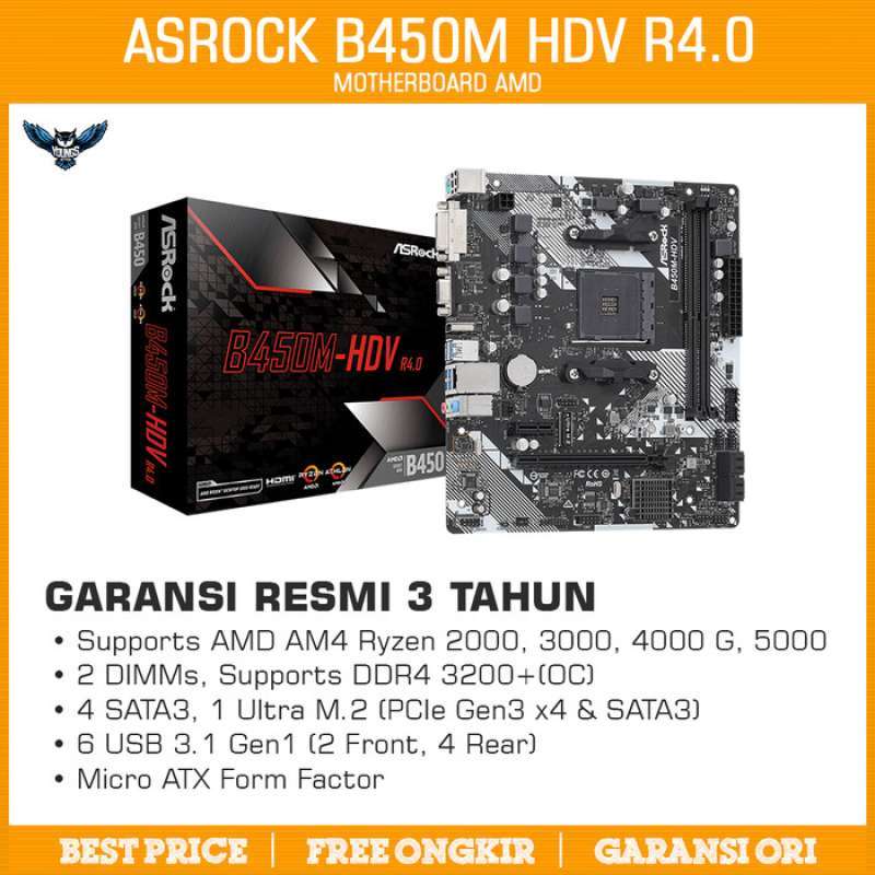 Jual Motherboard Asrock B450m-hdv R4.0 Amd Am4 B450 Ddr4 Matx B450m Hdv ...
