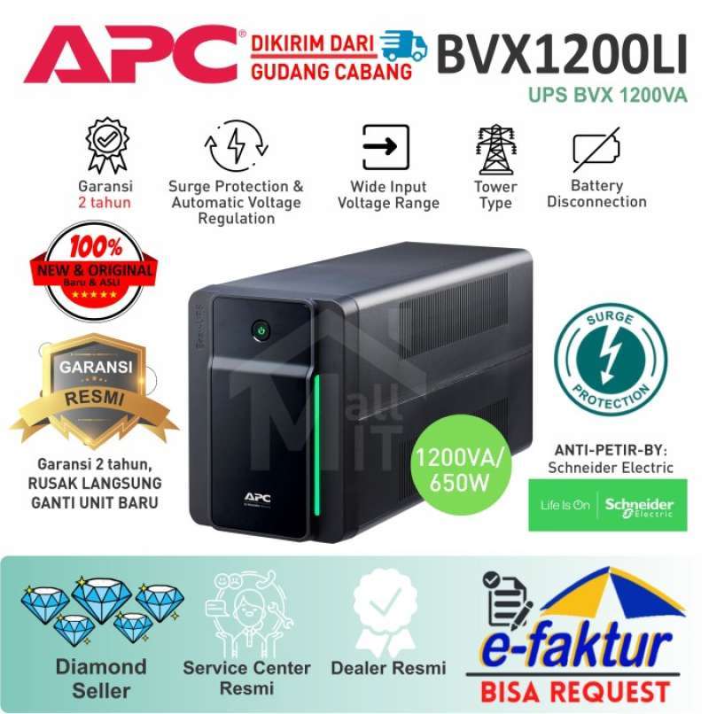 Jual Ups Apc Bvx 1200va 650w Usb Charging Bvx1200li-ms Surge Protection ...