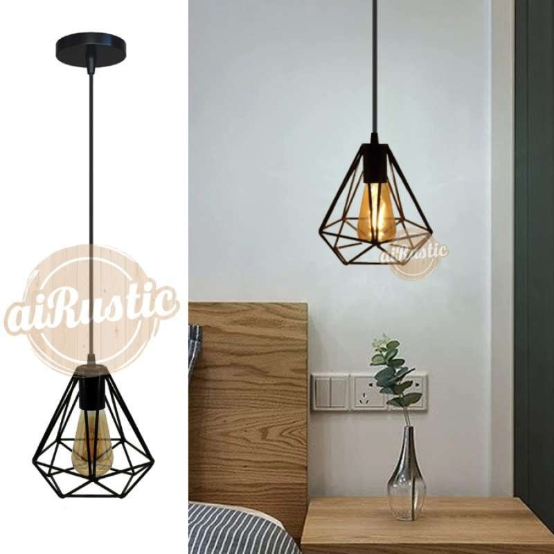 Promo - Kap Lampu Gantung Besi Diamond Cafe Vintage Edison Diskon 23% Di Seller Yss Elektronik ...