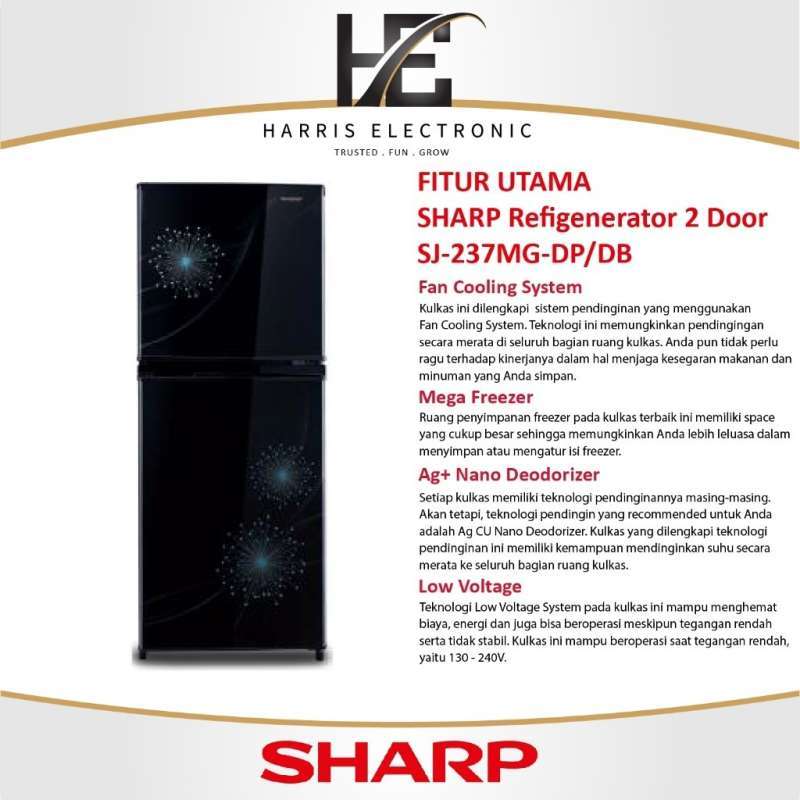 Jual Sharp Elektronik Kulkas 2 Pintu Sj 237 Mg Db/dp Door 220 Liter ...