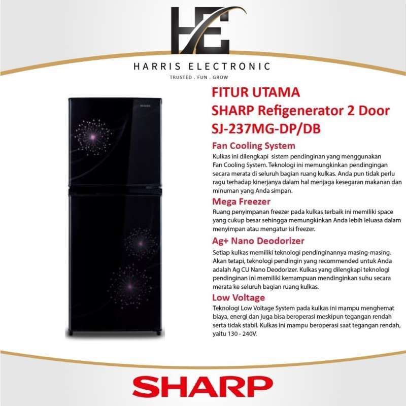 Jual Sharp Elektronik Kulkas 2 Pintu Sj 237 Mg Db/dp Door 220 Liter ...