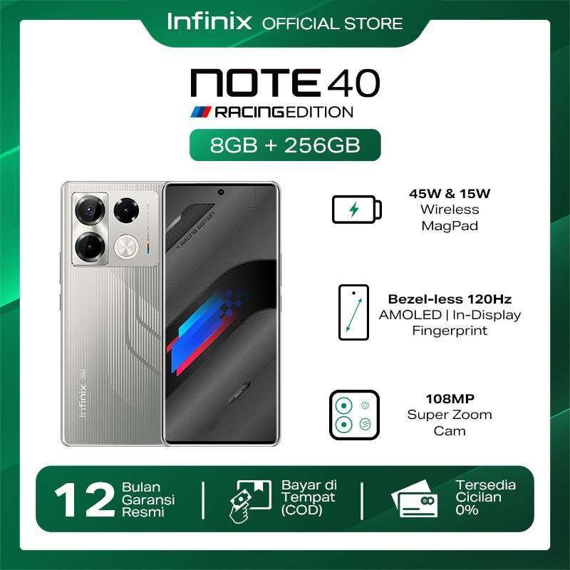 Jual Infinix Note 40 #racing Edition 8/256gb - Racing Grey - Up To 16gb Extended Ram - Helio G99 ...