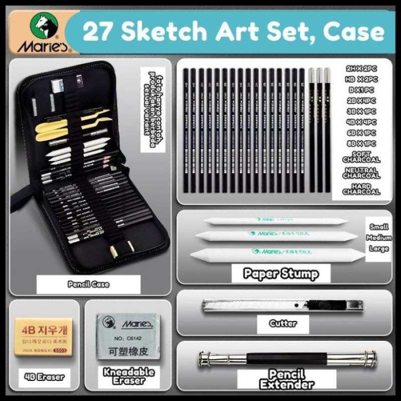 Jual Maries Sketch Art Set Tool Pencil | Alat Sketsa Gambar Pensil ...