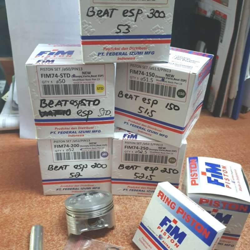 Jual Piston Kit New Beat Esp Vario Scoopy Esp 110 Fim74 Fim Izumi - 250 ...