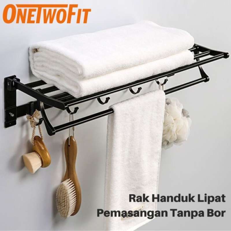 Promo Onetwofit Rak Gantungan Handuk 50cm Rak Handuk Lipat Pemasangan ...