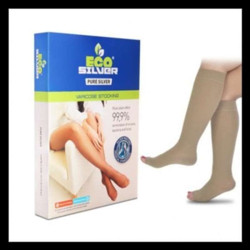 Jual Eco Silver - 4550 Stocking Varises Knee Open Toe Compression ...