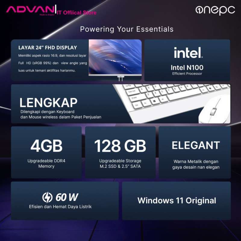 Jual Advan Aio One Pc (n100 4gb 128gb Ssd 24fhd W11 ) Di Seller Advan ...